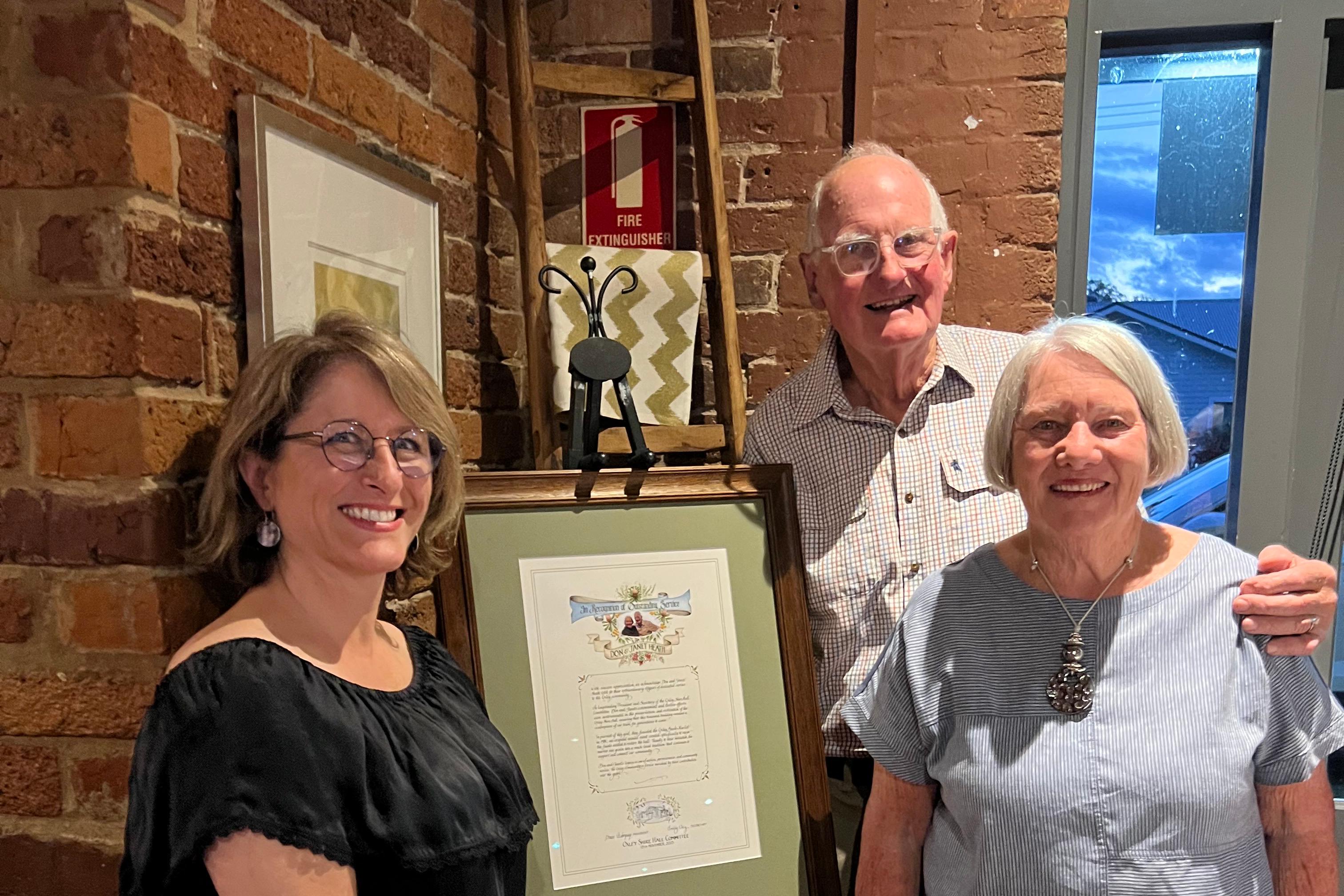 Don and Janet Heath honoured at Oxley community dinner